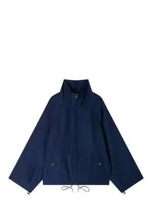 Sandro Drawstring High-neck Zip-up Jacket - Blue