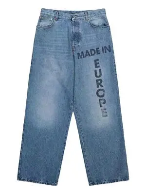 Vetements Text-print Straight Leg Jeans - Blue