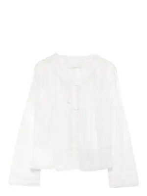DÔEN Hillock Lace-detail Blouse - White