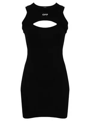 Off-White Cutout Fitted Dress - Black