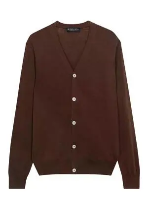 Brooks Brothers V-neck Ribbed Cardigan - Brown