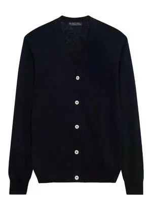 Brooks Brothers V-neck Ribbed Cardigan - Blue