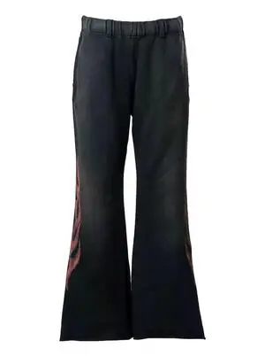 KAMIYA Flame Print Bootcut Trousers - Black
