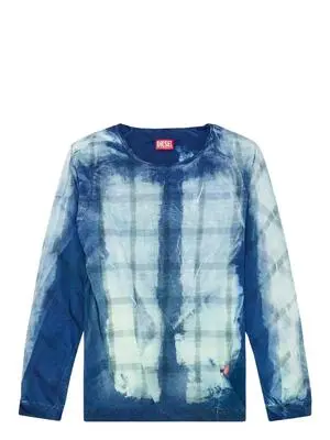 DIESEL® T-anton Check-pattern T-shirt - Blue