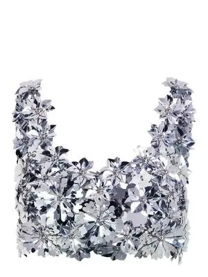 Rabanne Flower-appliqué Top - Silver