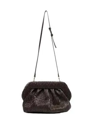 THEMOIRE Bios Gathered Leather Clutch - Brown