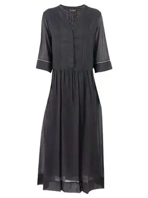 Peserico Quarter-sleeve Midi Dress - Grey