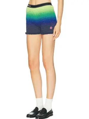 Casablanca Gradient Shirred Shorts - Green & Blue