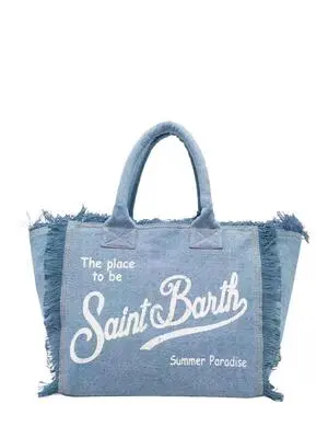 MC2 SAINT BARTH Frayed-detail Tote Bag - Blue
