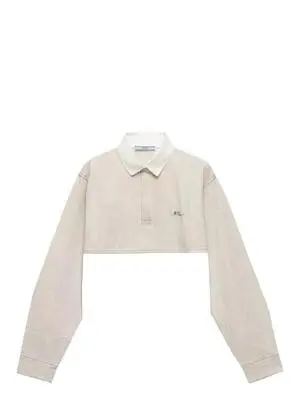 Prada Chambray And Jersey Polo Shirt - Neutrals