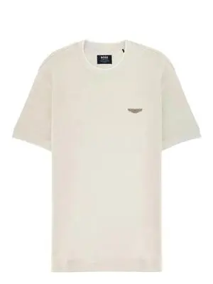 BOSS X Aston Martin Crewneck Wool-cotton Jacquard T-shirt - Neutrals
