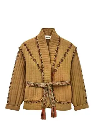 Ba&sh Embroidered Quilted Jacket - Brown
