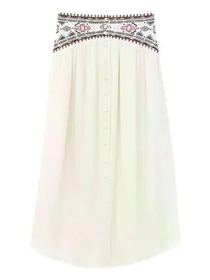 Ba&sh Tilana Embroidered Buttoned Skirt - Neutrals