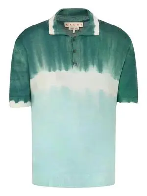 Marni Tie-dye Ribbed Polo Shirt - Green