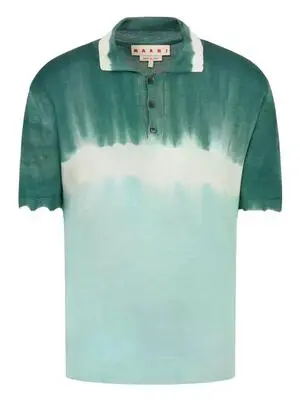 MARNI Wool-silk Polo Shirt With Tie-dye Effect