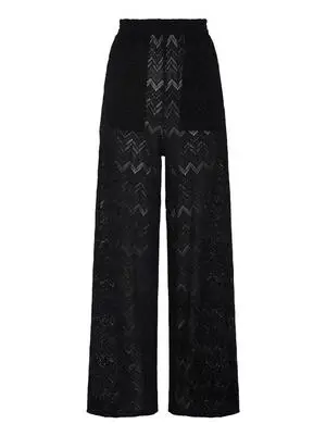 Vilebrequin Chevron-knit Wide-leg Trousers - Black
