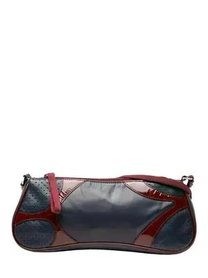 Prada Patent Trimmed Vitello Drive Crossbody Bag - Blue