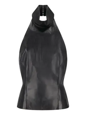 Magda Butrym Halterneck Leather Blouse - Black