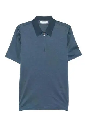 GRAN SASSO Zip Cotton Polo Shirt - Blue