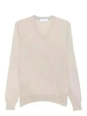 GRAN SASSO Long-Sleeve V-Neck Sweater Neutrals