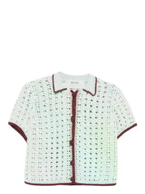 FORTE_FORTE Crochet Knit Buttoned Shirt - Blue