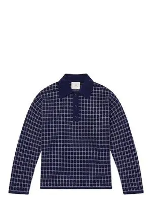 THE ELDER STATESMAN Dume Checked Cashmere And Silk-blend Polo Shirt - Blue