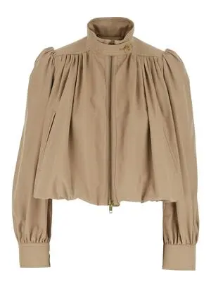 CHLOÉ Gathered Zip-Up Cropped Jacket