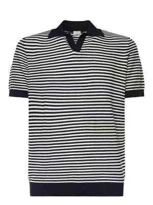 Eleventy Striped V-neck T-shirt - Blue