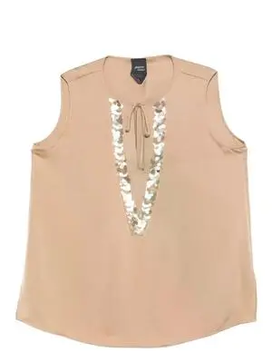 Marina Rinaldi Sequin-embellished Top - Neutrals