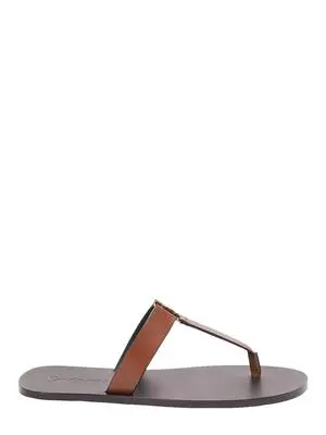 Saint Laurent Babylone Leather Sandals - Brown