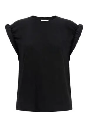 NUDE Logo-embroidered Curled Sleeve T-shirt - Black