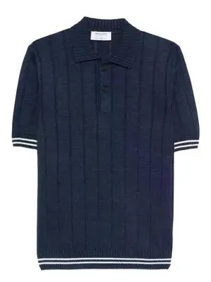 GRAN SASSO Ribbed-knit Polo Shirt - Blue