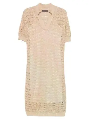 Lorena Antoniazzi V-neck Open-knit Dress - Neutrals