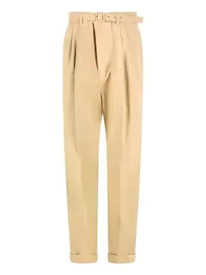 Saint Laurent Belted Pleated Trousers Neutrals
