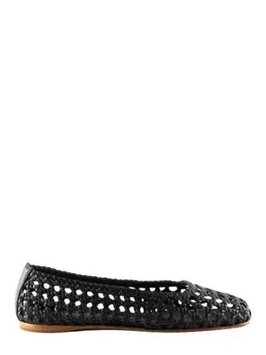 PALOMA BARCELO Round-toe Woven Ballet Flats - Black
