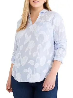 NIC+ZOE Floral Jacquard Top - Blue Multi