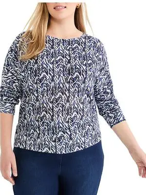 NIC+ZOE Crosshatch Sweater - Indigo Multi