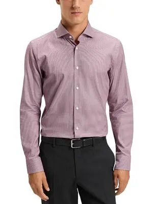 BOSS Hank Spread Collar Slim Fit Dress Shirt - Dark Red