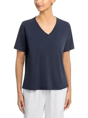 Eileen Fisher V-neck Short Sleeve Tee - Ocean