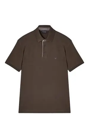Emporio Armani Cotton Pique Polo Shirt - Mud