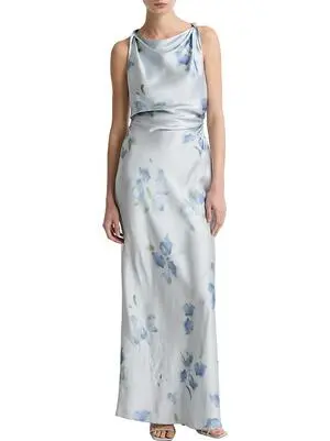Vince Petal Blur Twist Shoulder Maxi Dress - Soft Grey