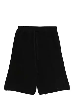 LANEUS Drawstring Raw-edge Shorts - Black