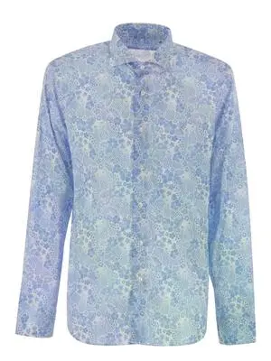 Fedeli Floral-print Shirt - Blue