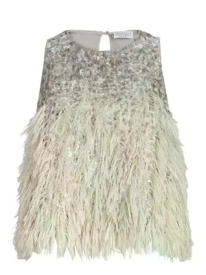 Brunello Cucinelli Embellished Sleeveless Top - Grey
