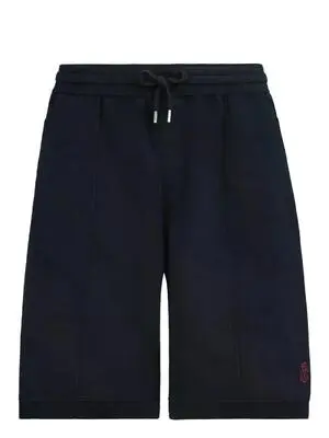 Brunello Cucinelli Cotton And Silk French-Terry Double-Knit Bermuda Shorts With Logo Blue