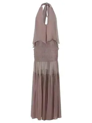 OUDE WAAG Halterneck Tiered Maxi Dress - Pink