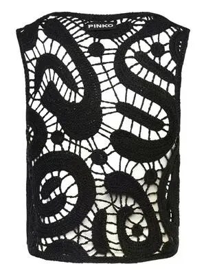 Pinko Sleeveless Crochet Top - Black