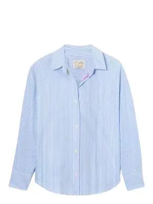 MC2 SAINT BARTH Striped Embroidered Shirt - Blue