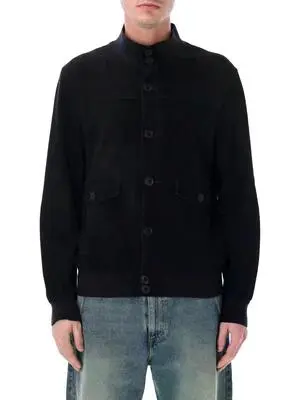 SWORD 6644 Button Pocket Biker Jacket - Black