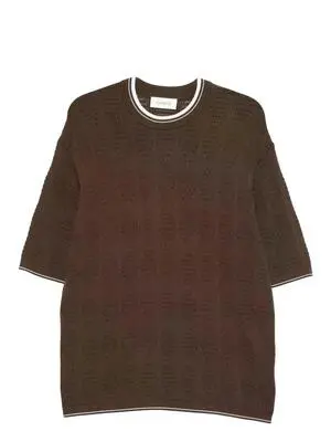 LANEUS Openwork T-shirt - Brown